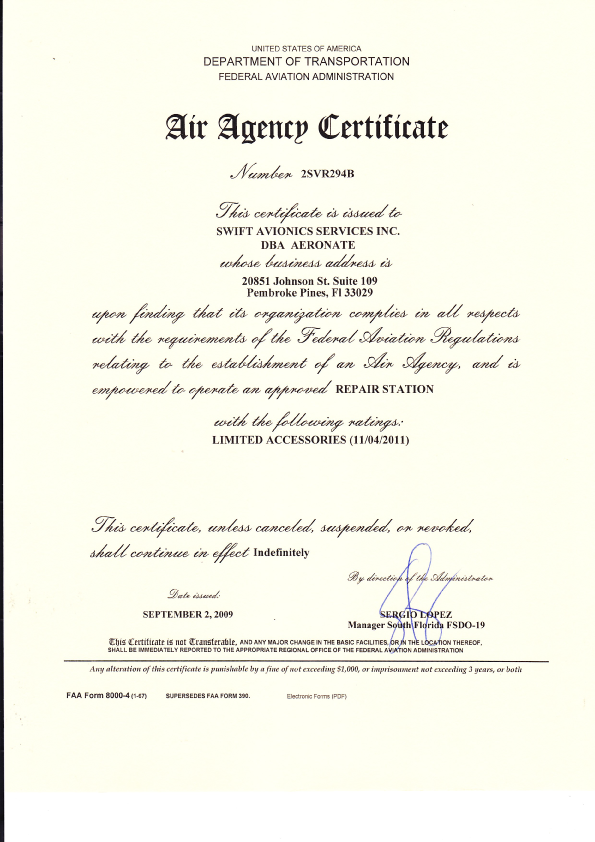 Certificates and Capabilities – AERONATE